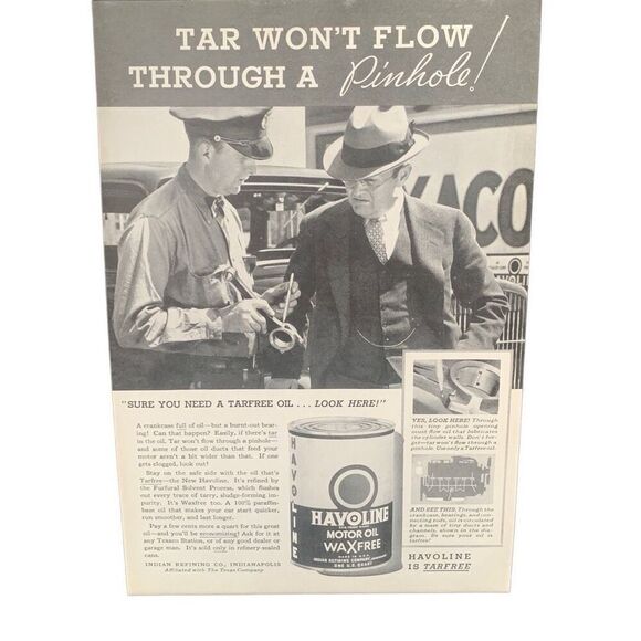 Havoline | Art | Vintage935 Havoline Motor Oil Tar Wont Flow Ad ...
